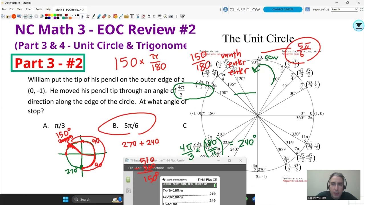 NC Math 3 - EOC Review 2 Parts 3 and 4 - Unit circle and trigonometric ...