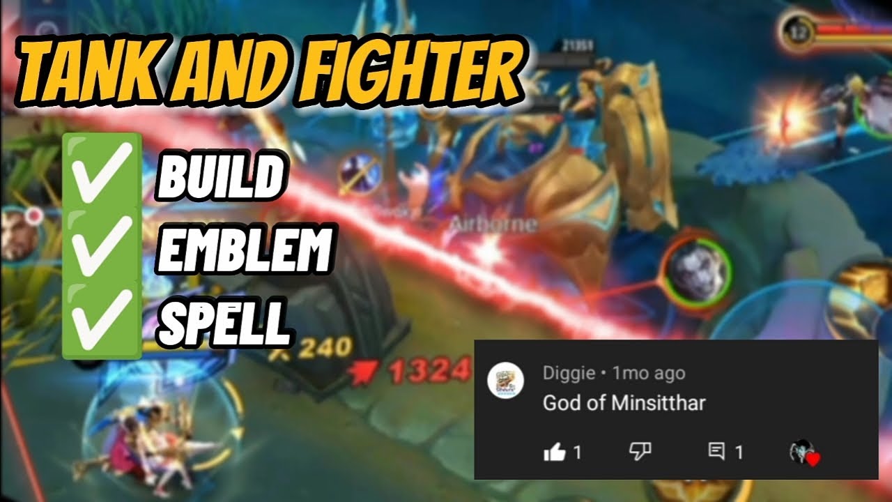 MINSITTHAR TANK AND FIGHTER BUILD + EMBLEM + SPELL 🔥 😱 | Minsitthar ...
