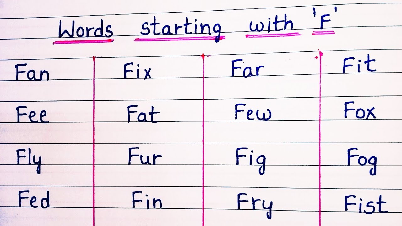 50+ Words starting with 'F' Words that start with 'F' Letter 'F' Words ...