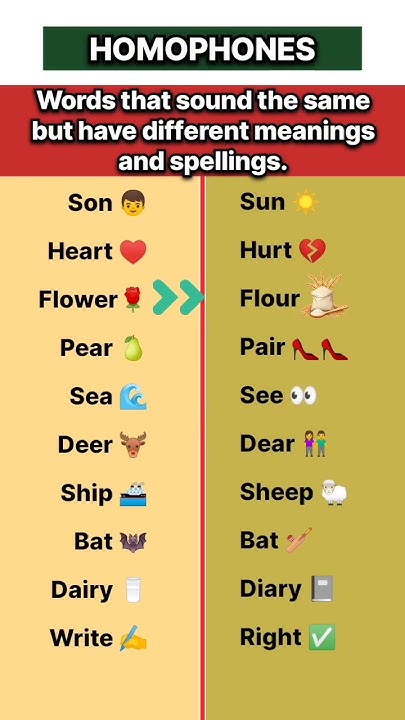 Homophones List | Common confused Homophones in English #Shorts - YouTube