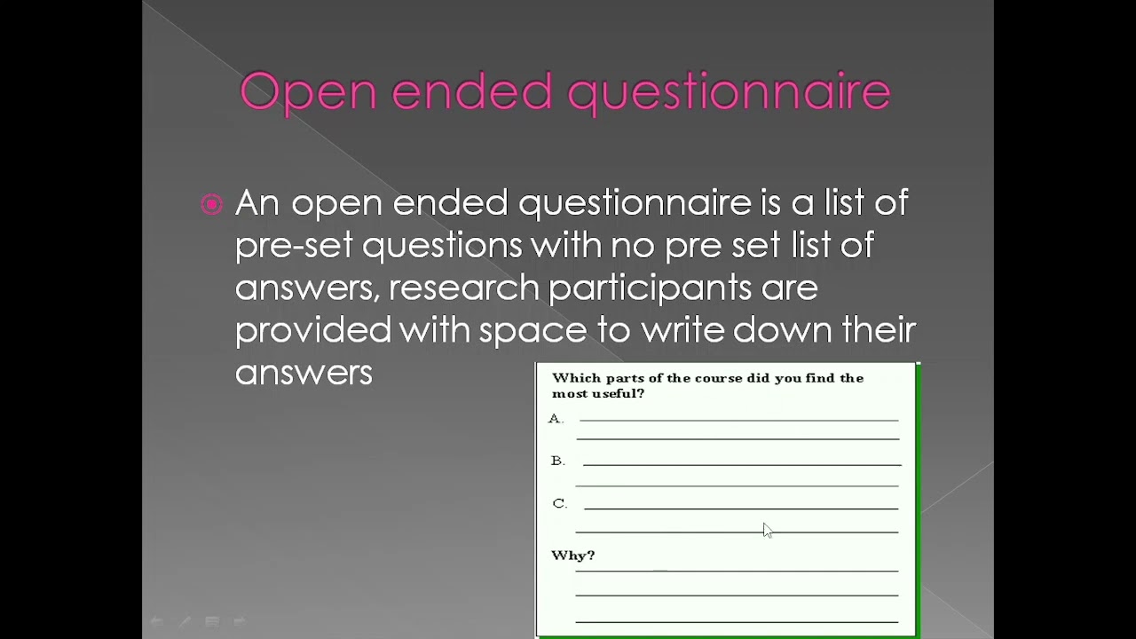 Definition and description of each type of questionnaires - YouTube