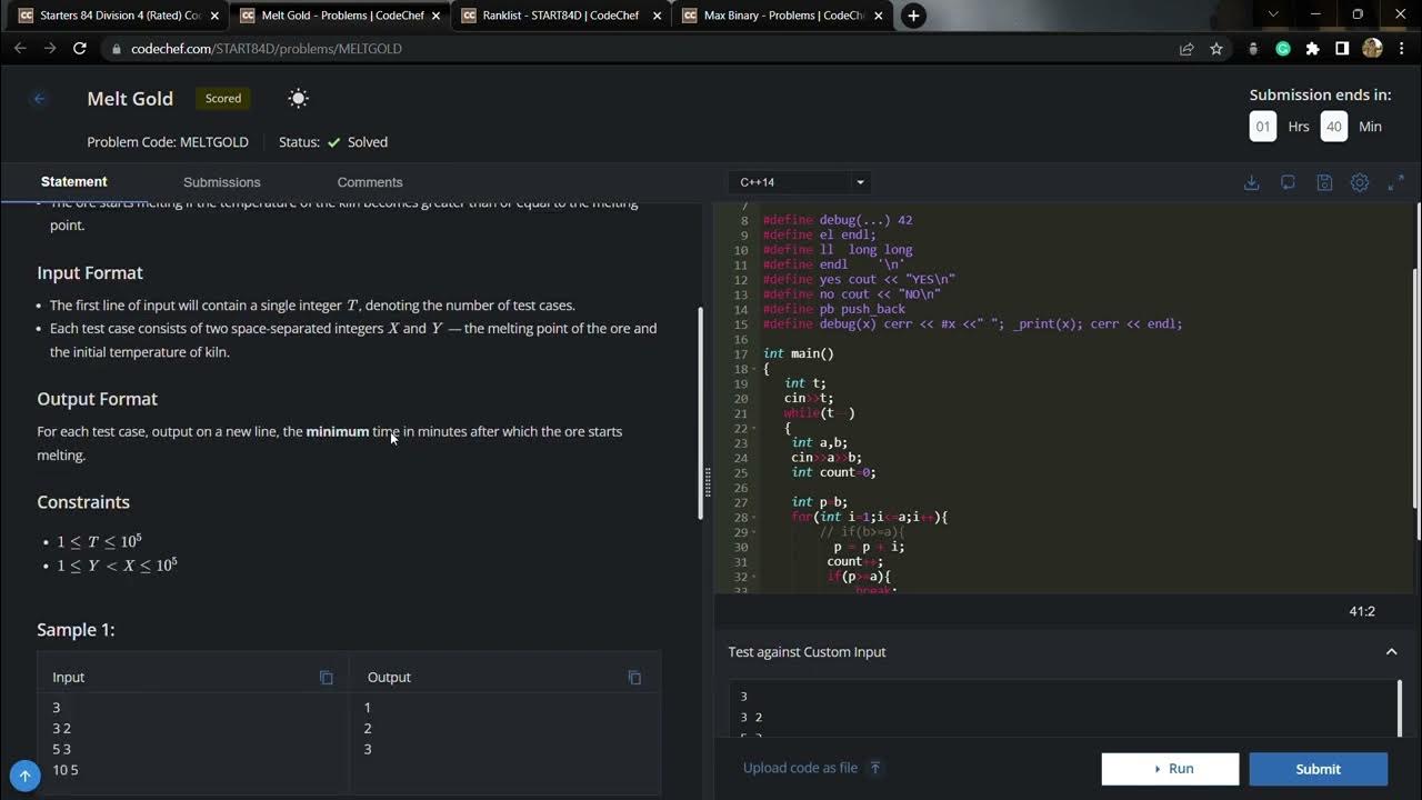 Melt Gold Problems CodeChef Google Chrome 2023 04 -05 -2023 - YouTube