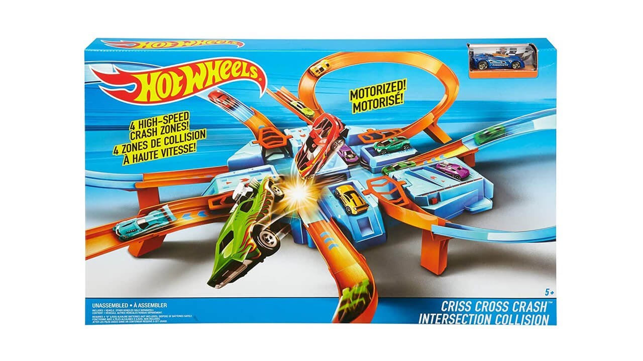 Hot Wheels Criss Cross Crash Motorized Track Set - YouTube