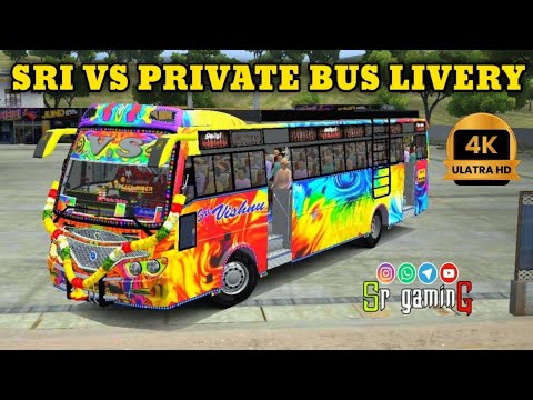 🎀🧡Sri VS Private Bus livery || 4K ULTRA HD || Raahath bus mod || # ...