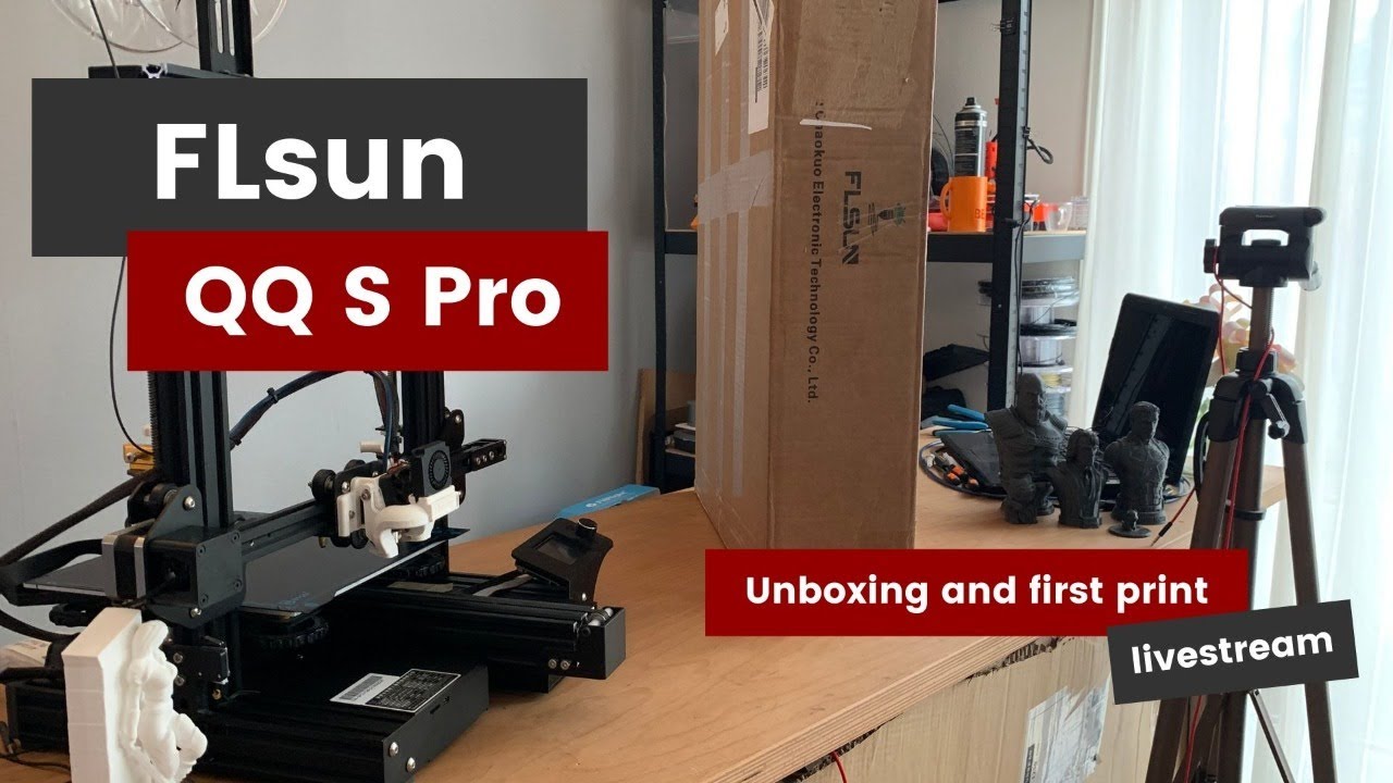 FLsun QQ-S Delta 3D printer unboxing and first print - Livestream and ...
