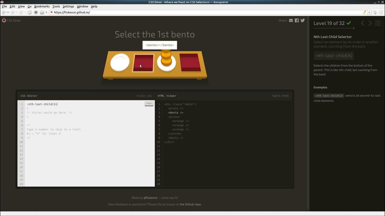 CSS Dinner 19 nth last child pseudo selector - YouTube