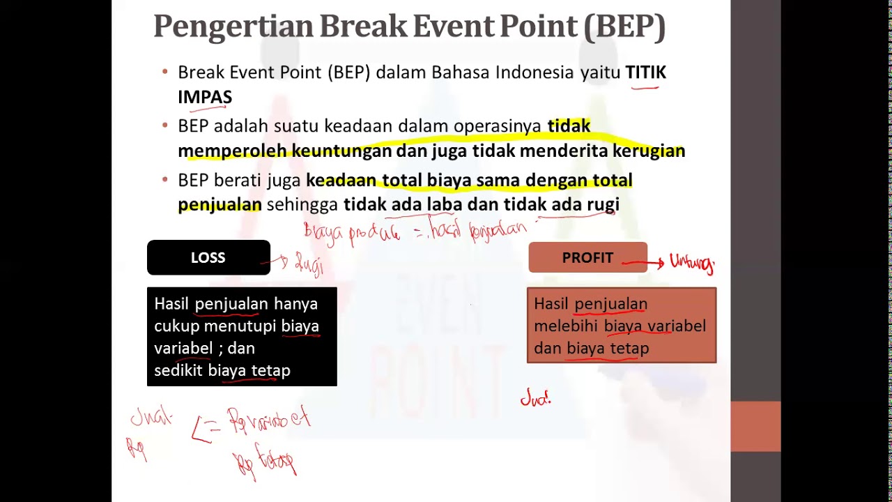 Pengertian, Manfaat, dan Komponen BEP - YouTube