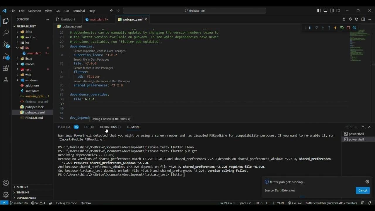 Shared preferences Error on pub get. version solving failed - YouTube