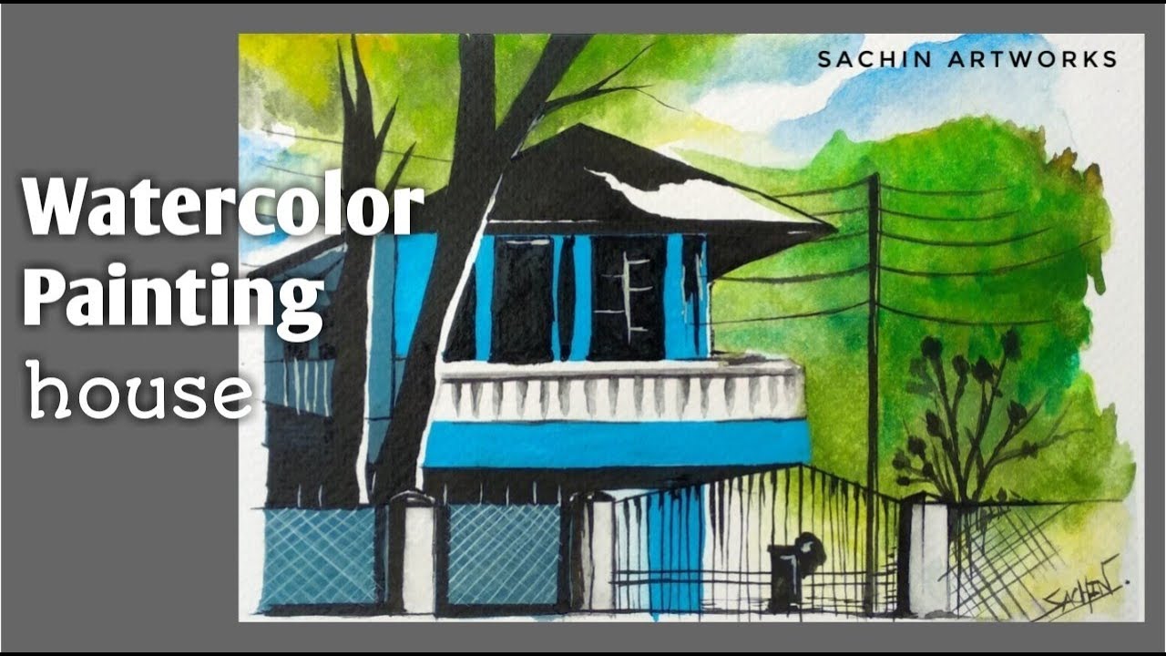 Watercolor House Painting | How to paint house in watercolor - YouTube