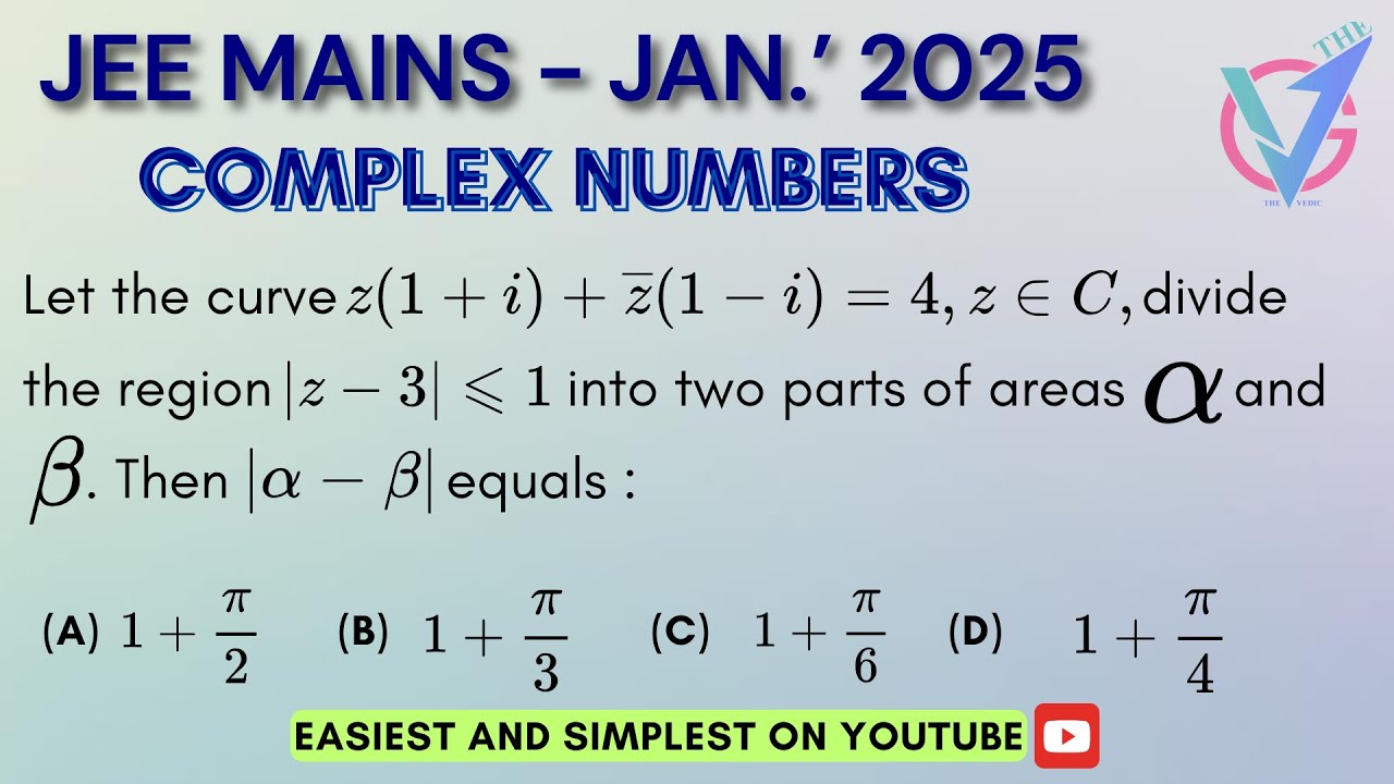 JEE MAINS JAN'2025 COMPLEX NUMBERS (Detailed Solutions) - YouTube