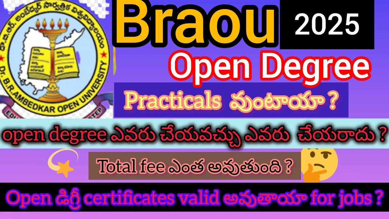 Ambedkar open University in Telugu |Admission notification||open degree ...