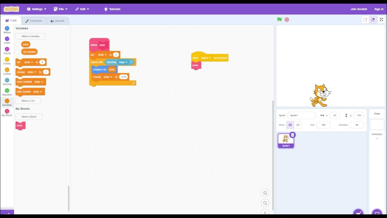 How to make your sprite JUMP! - fun and easy tutorials - YouTube