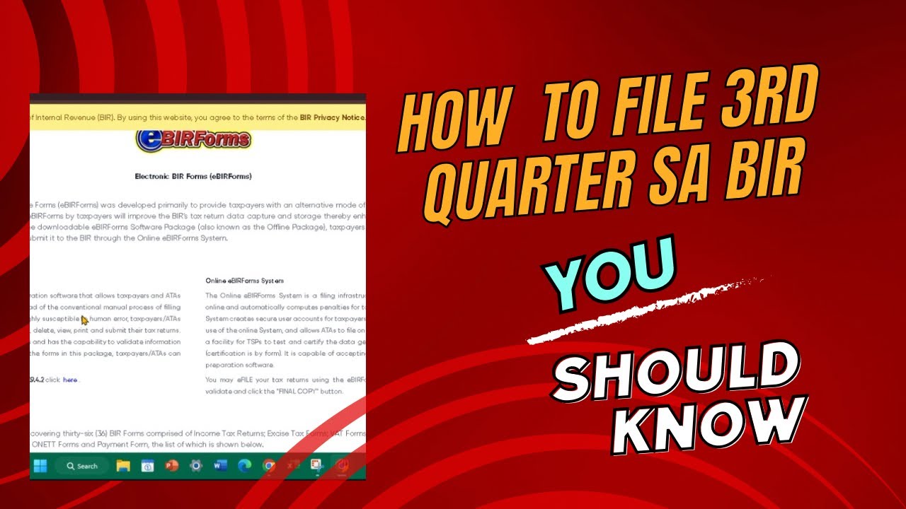 How to file 3rd quarter sa BIR Online using EBIR FORMS | BIR Tax Filing ...