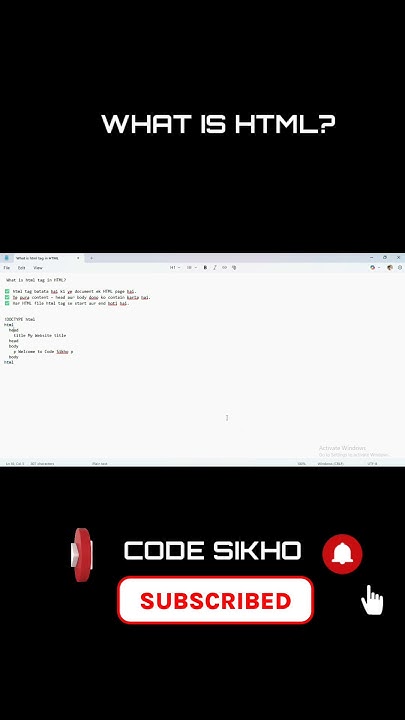 HTML Tag Explained in Hindi | html Tag Kya Hota Hai | Code Sikho #html #coding #webdevelopment ...