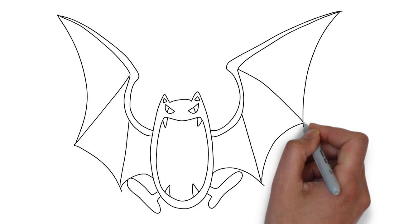 How to Draw Golbat Pokemon Step by Step Video Tutorial - YouTube