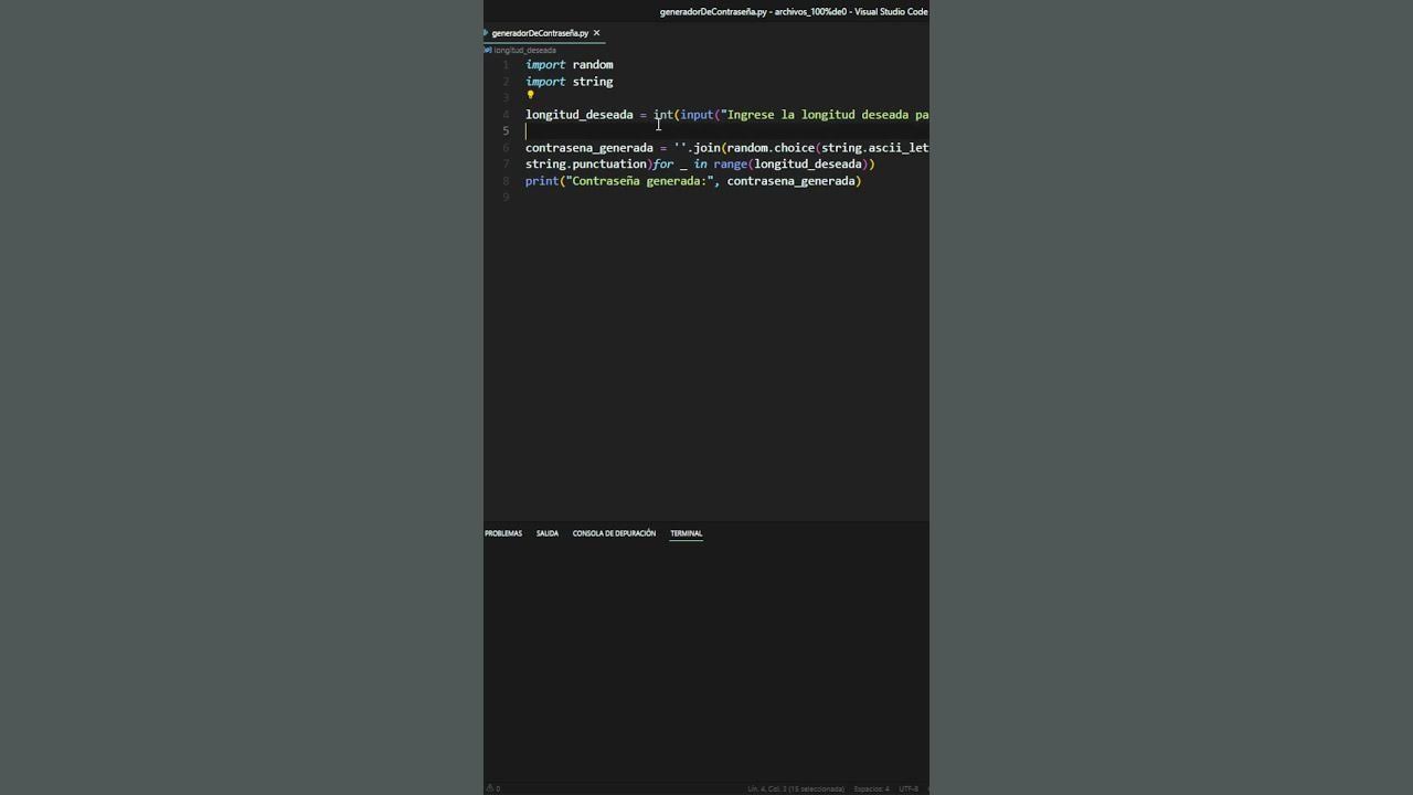 Generar contraseñas aleatorias en Python | #python #youtube #shorts #shortsfeed - YouTube