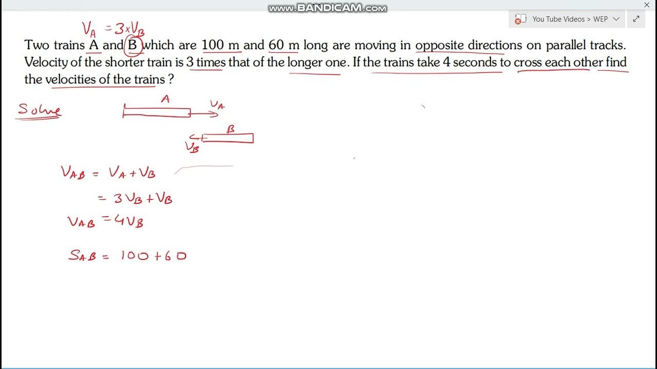 Two trains A and B which are 100m and 60 m long are moving in opposite direction on parallel ...