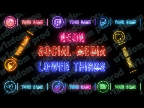 20 Neon Social Media Lower Thirds Pack | After Effects and Premiere Pro Templates |