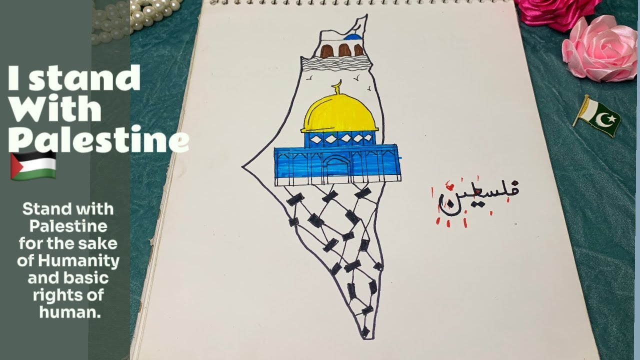 Palestine map drawing | Al Aqsa Mosque Palestine sketch drawing - YouTube