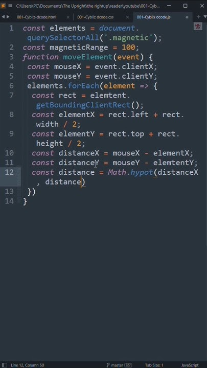 MAGNETIC CURSOR | html&css&JavaScript | #shorts #viral #trending #code #web #webseries - YouTube