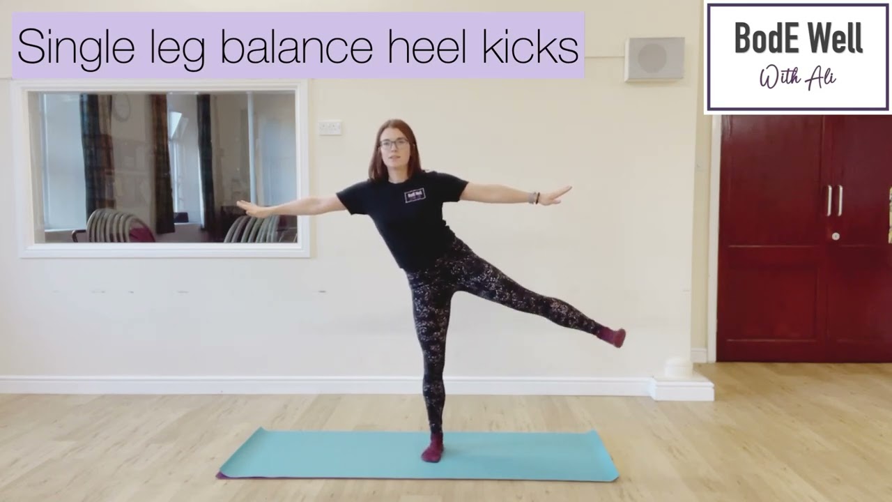 Exercise Library: Single leg balance heel kicks - YouTube