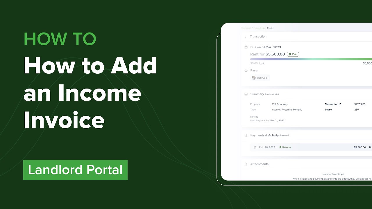 How to add an income invoice (Landlord) | Rent Collection App - YouTube