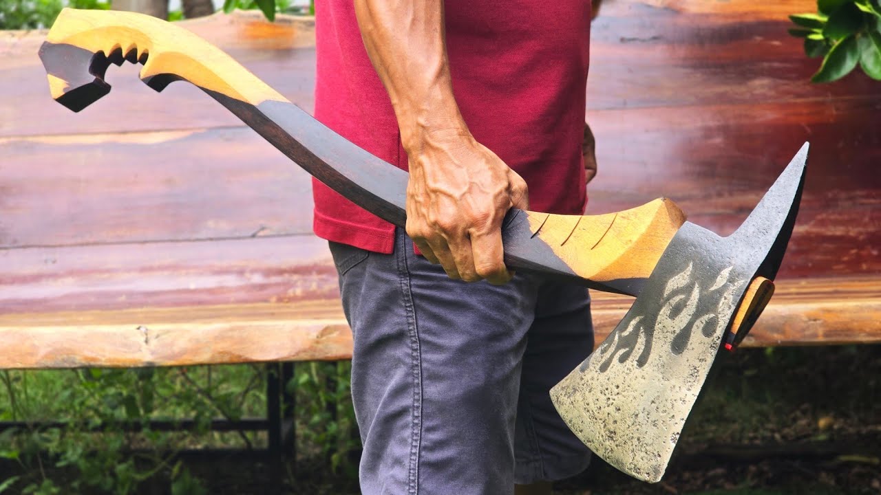 The coolest firefighter axe we've ever made : Burmese blackwood finger ...