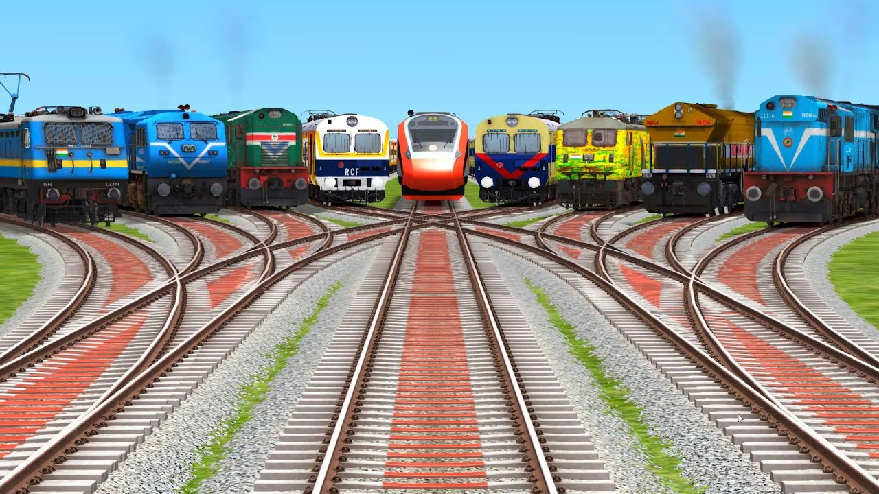 INDIAN RAILGADI🔺️ CROSSING ON BUMPY 3D TRACKS | trains crossing ...