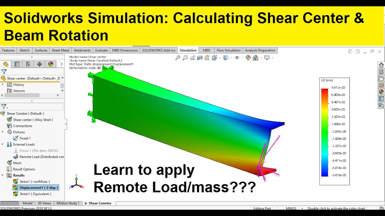 Solidworks tutorial 143 | Shear center calculation for a Channel beam ...