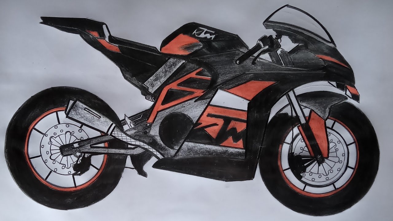 How to draw KTM RC 8C bike | Step by step for Beginners | very easy ...