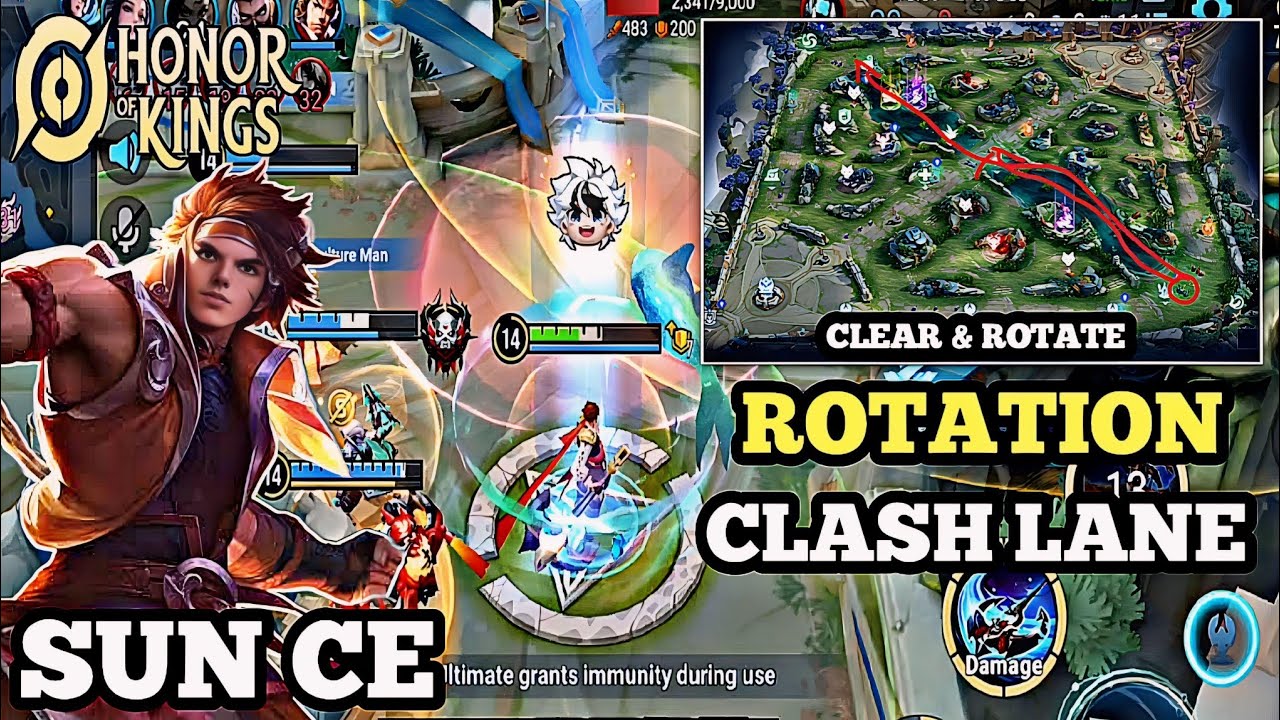 Sun Ce Best! Rotation Clash Lane | Full Gameplay Honor of kings | - HOK ...