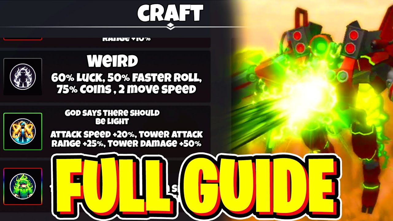 TOILET DEFENSE RNG FULL GUIDE! (Codes, Evolving, Crafting, OP Luck ...