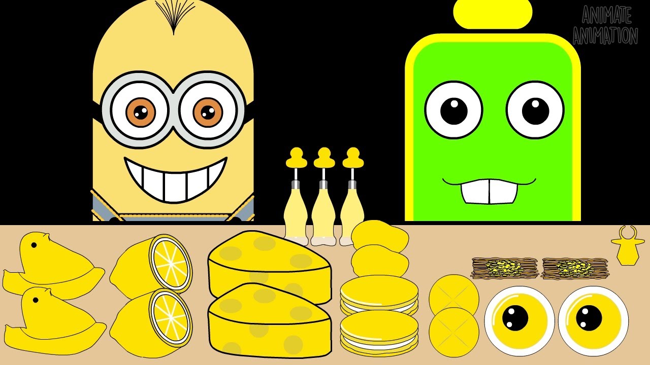 Low Battery Minion Yellow Food Asmr Mukbang Animation | Battery ...