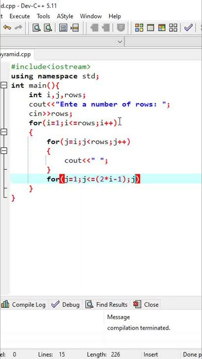 C++ Program: Pyramid Pattern - YouTube