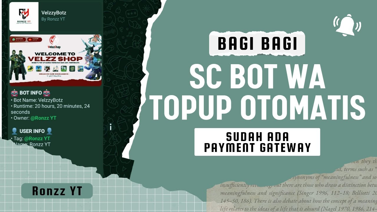 📮FREE SC BOT WA TOPUP OTOMATIS || ADA PAYMENT GATEWAY || ADA FITUR CEK ...