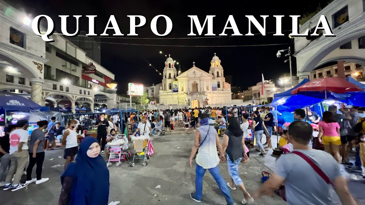 Manila Walking Tour | Quiapo Street Foods and Market Night Walk - YouTube