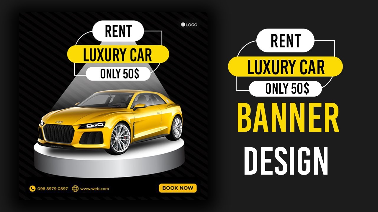 How to design car ads banner in adobe photoshop graphic designing - YouTube