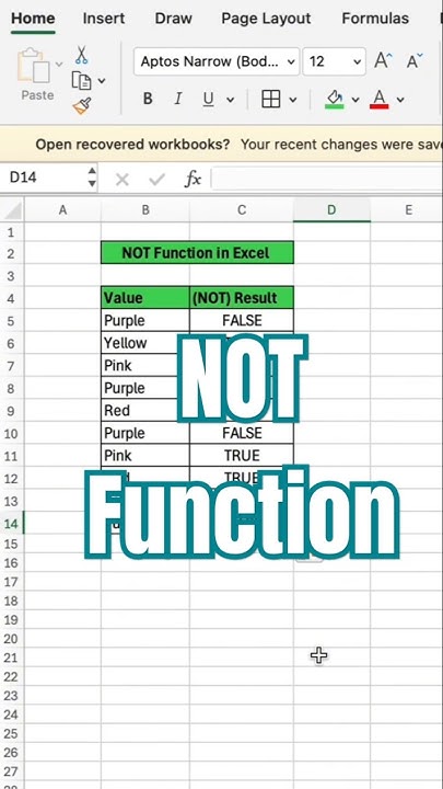 How to use Not Function in Excel #exceltips #trendingshorts - YouTube