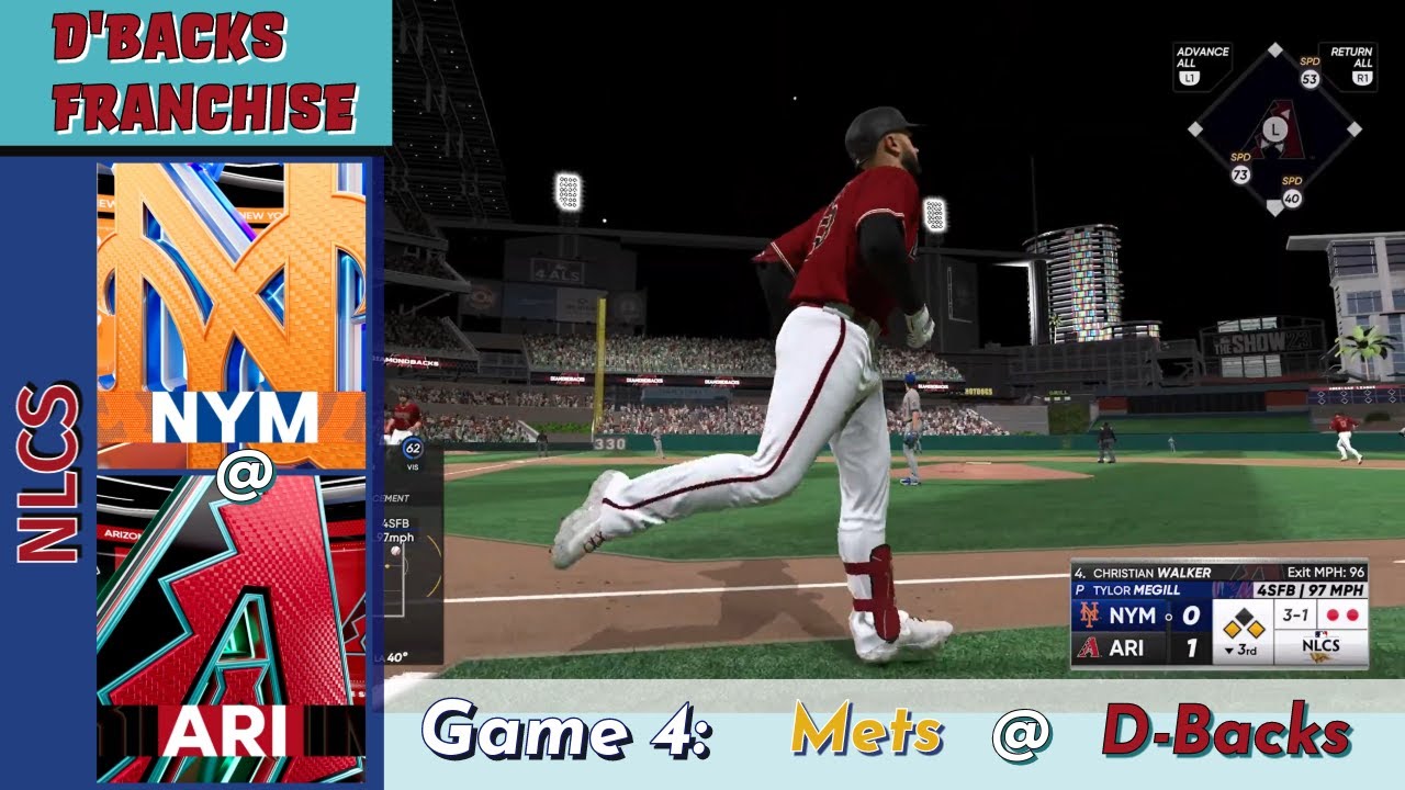 NLCS, Game 4: Mets @ D-Backs (Full Game, No commentary, MLB The Show 23 ...