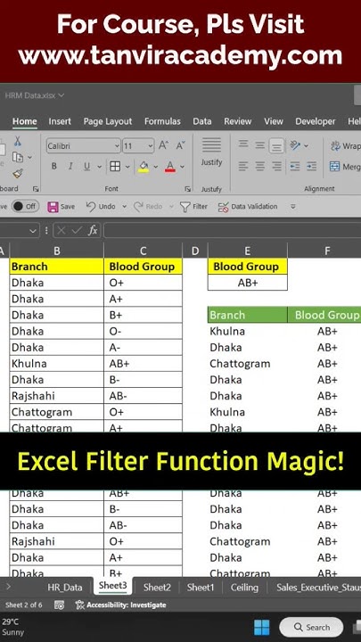 Excel Filter function Magic! #excelbangla #exceltips - YouTube