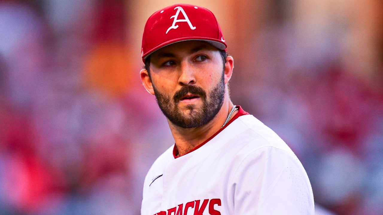 Razorbacks' Connor Noland after seeing no-hitter, win, disappear - YouTube