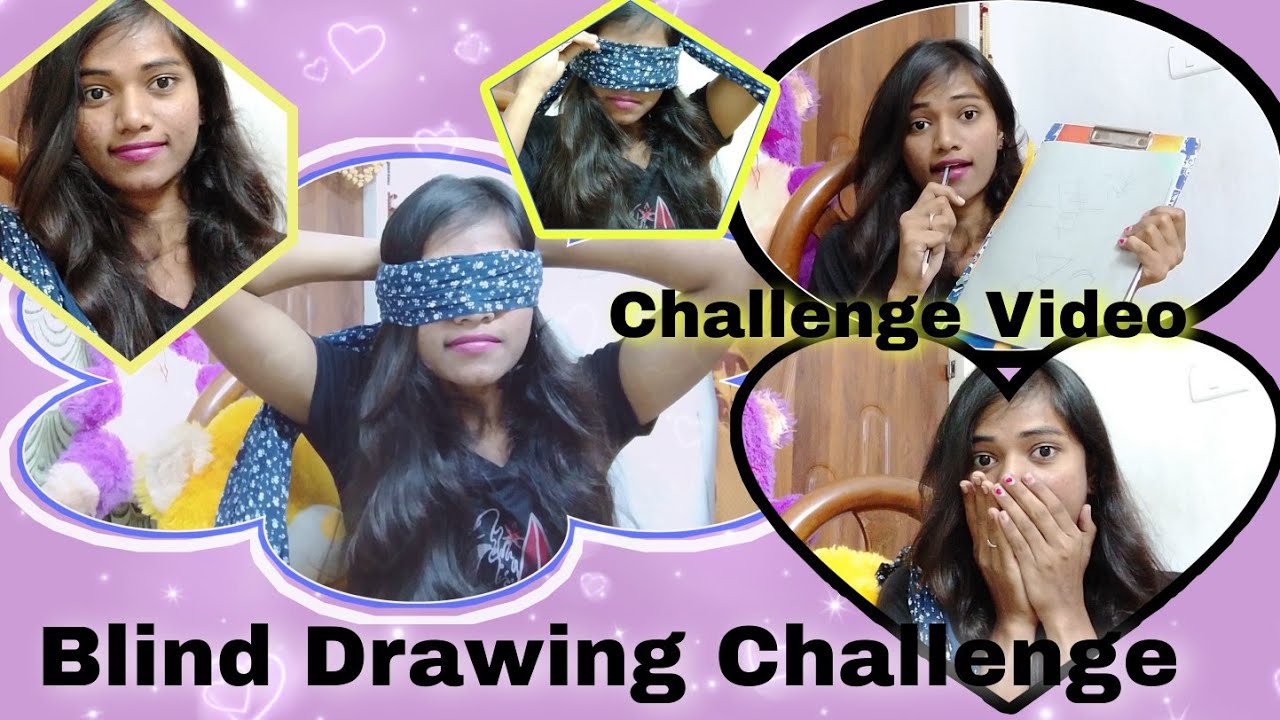 కళ్లకి గంతలు కట్టుకుని ఇలా చేశన 😃 Blind Drawing Challenge video | # ...