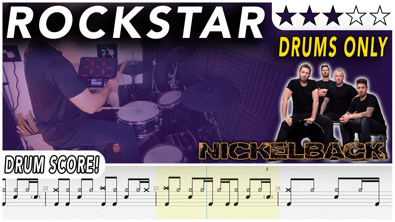 Rockstar (DRUMS ONLY) - Nickelback | DRUM SCORE Sheet Music | #571 DRUMSCRIBE - YouTube