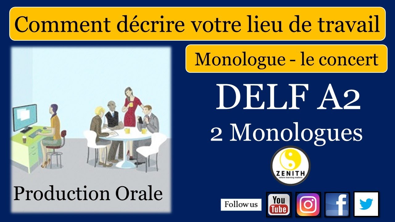 DELF A2 Monologues - Lieu de Travail et les Concerts - Production Orale ...