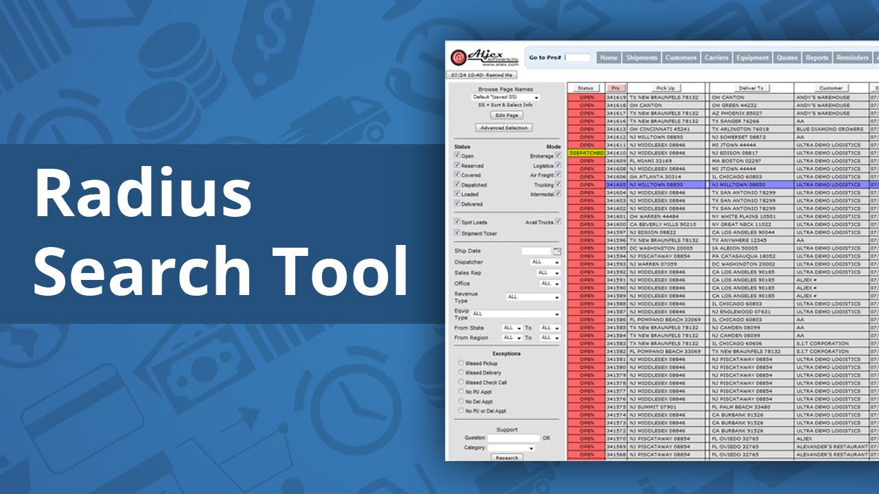 Aljex Vision: Radius Search Tool - YouTube