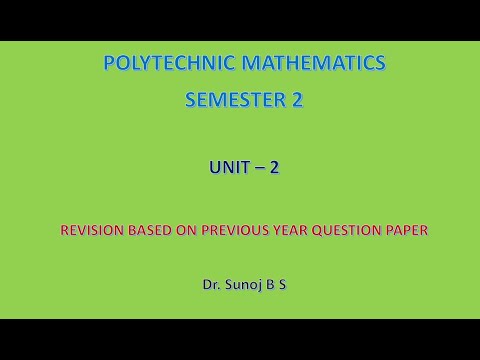 Polytechnic Mathematics // Second Semester // Unit -2 // Revision. - YouTube