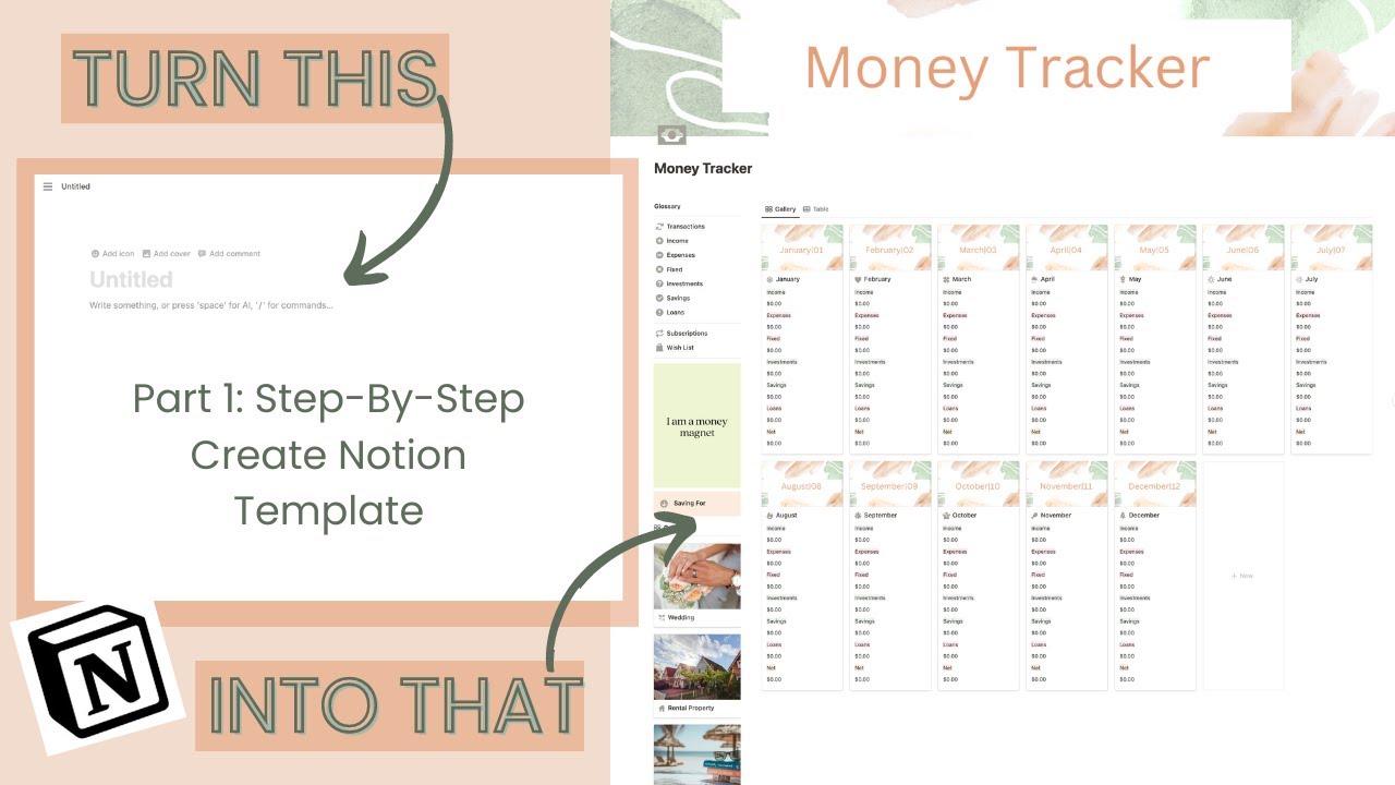 Notion Money Tracker Build Template With Me Part 1 - YouTube