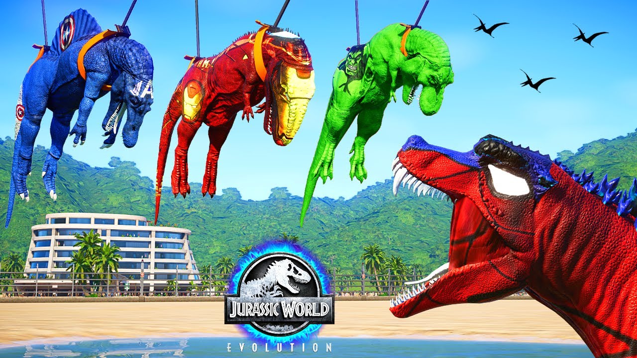 Hulk T-REX vs Spiderman Godzilla, Captain America, Batman Dinosaurs ...