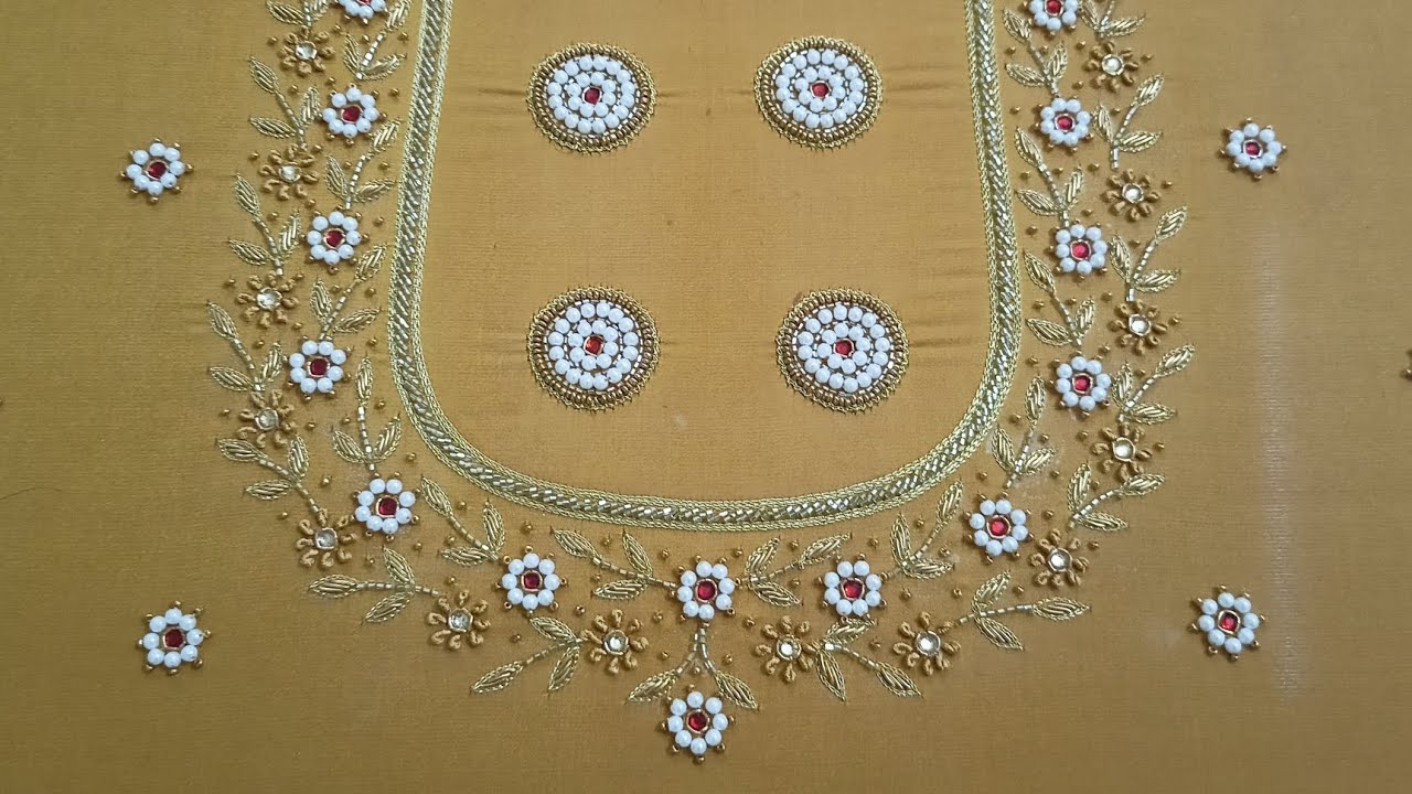 Zardozi load design | AARI WORK | with normal aari needle... - YouTube