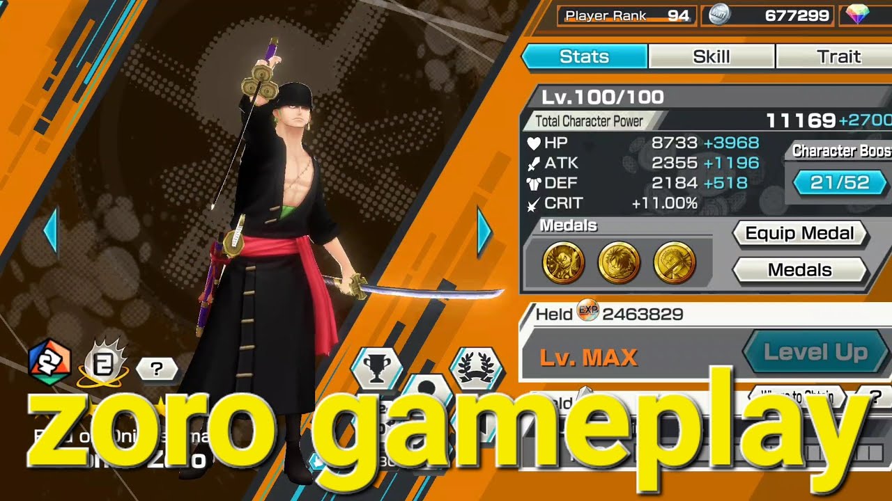 zoro gameplay one piece bounty rush | opbr - YouTube